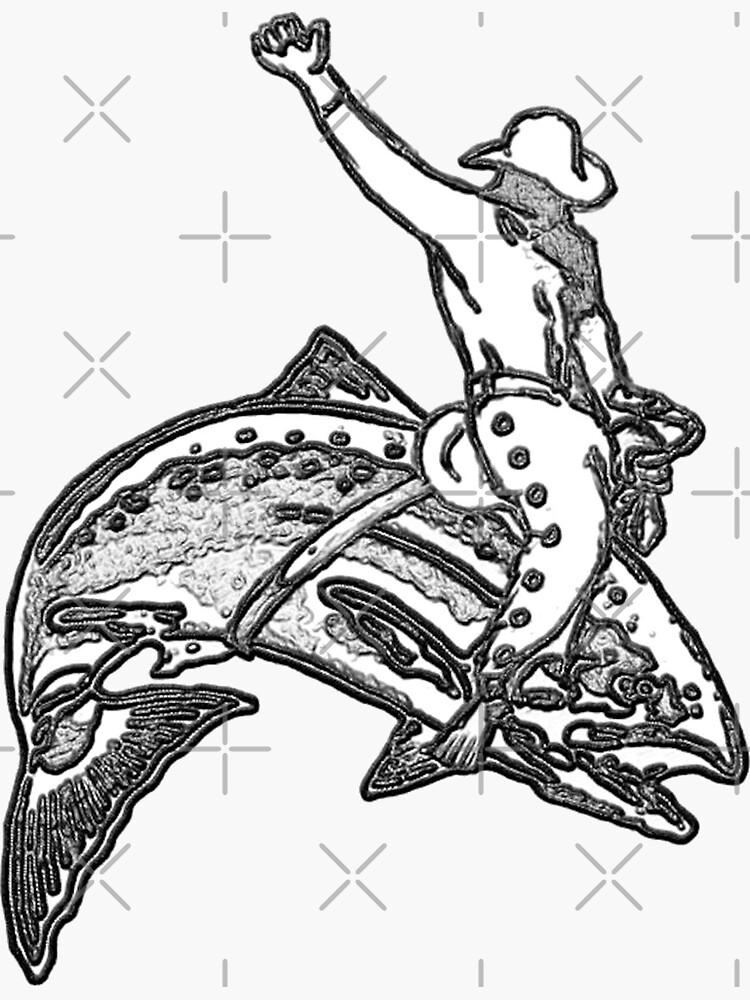 "Trout Rodeo" Sticker for Sale by MilesArt | Redbubble
