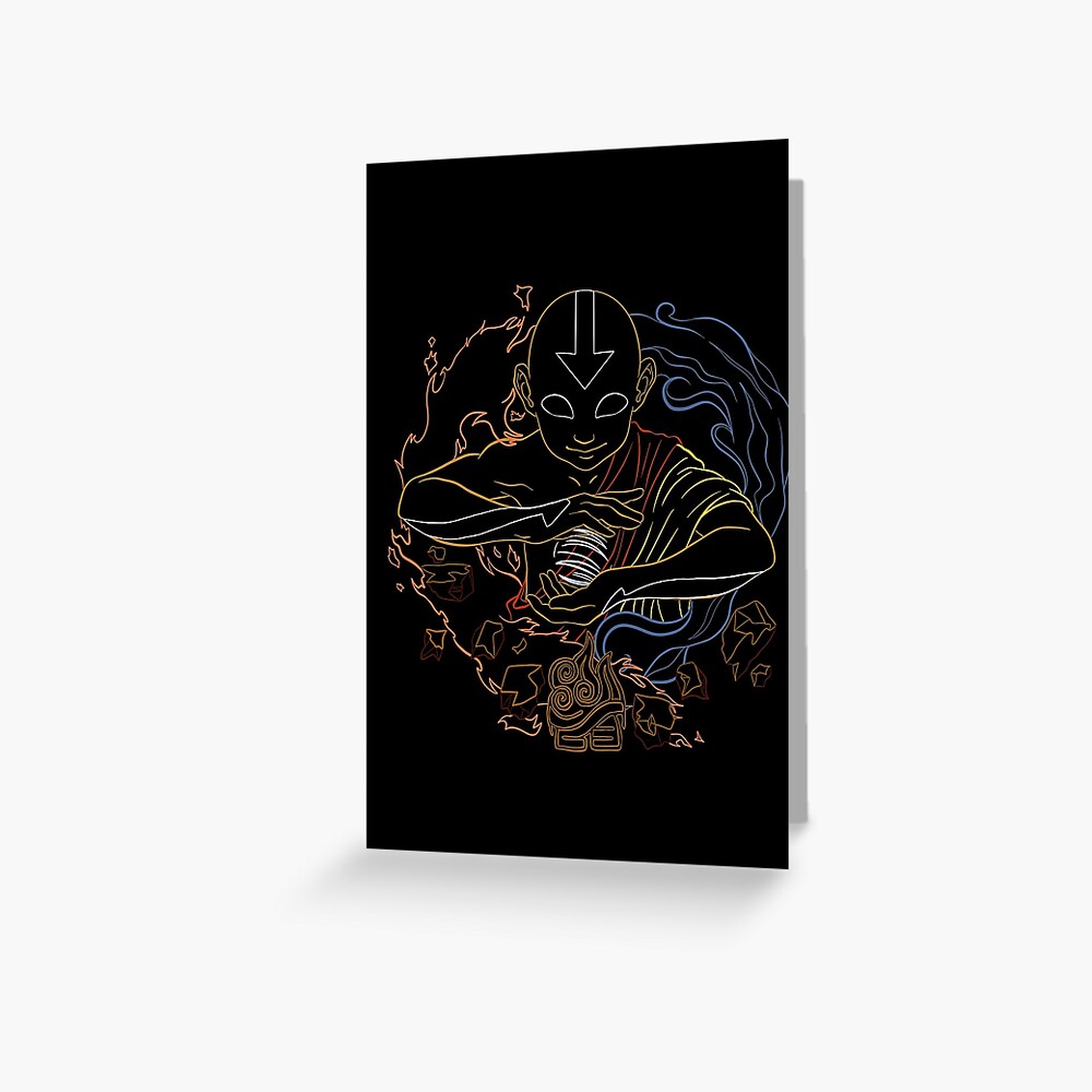 "Avatar Aang Color Outline Black " Greeting Card for Sale by WynnAllie ...