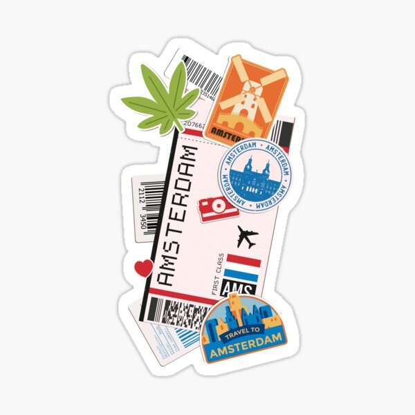 "Amsterdam travel boarding pass" Sticker for Sale by Qrea | Redbubble
