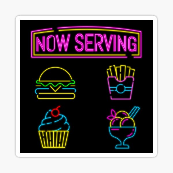 "now serving" Sticker for Sale by monique-26 | Redbubble