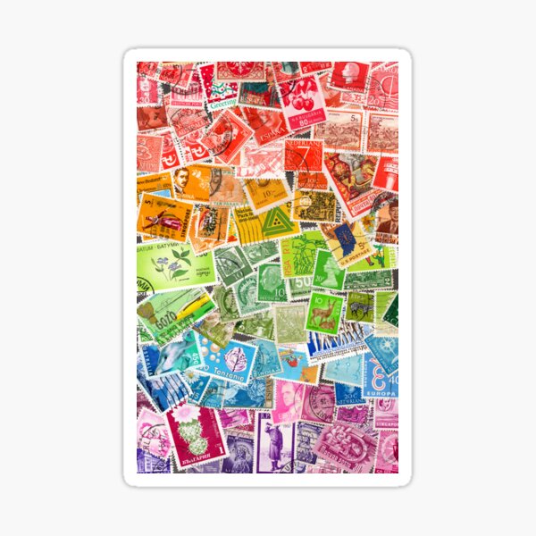 "Rainbow vintage postage stamps" Sticker by srokentroll | Redbubble