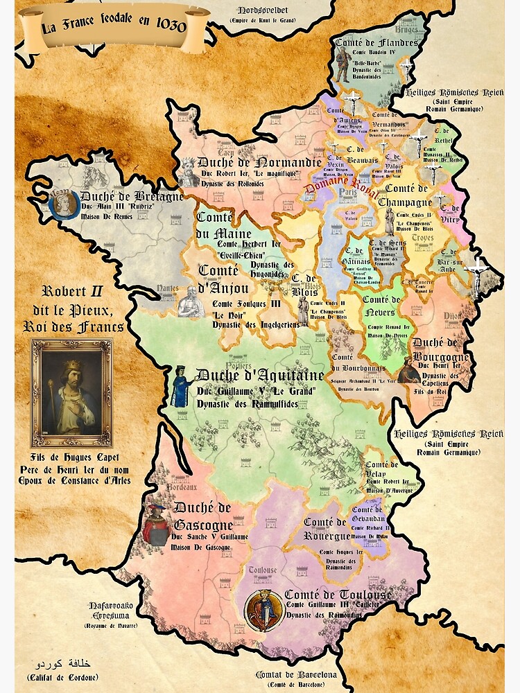 Poster « Carte de France en 1030 », par thomas-santana | Redbubble