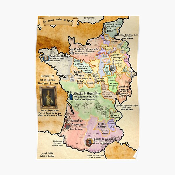 Poster « Carte de France en 1030 », par thomas-santana | Redbubble
