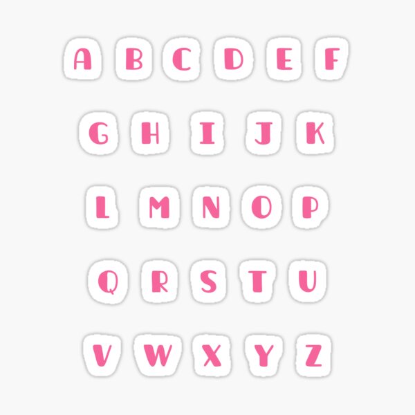 "Alphabet Capital Pink Letters" Sticker by b-for-blueberry | Redbubble