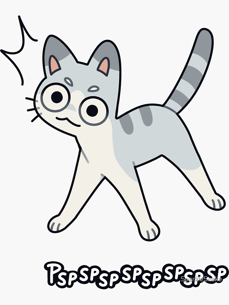 "Pspspspsps" Sticker for Sale by SparkleSnake | Redbubble