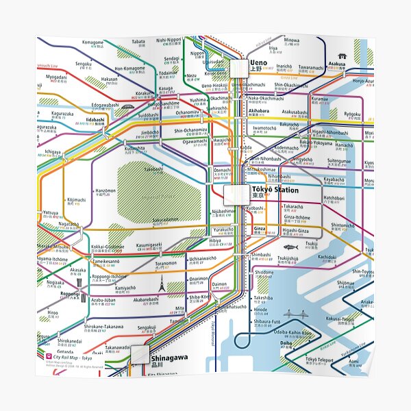 " Tokyo City Rail Map Square" Poster for Sale by AnsgarVollmer | Redbubble