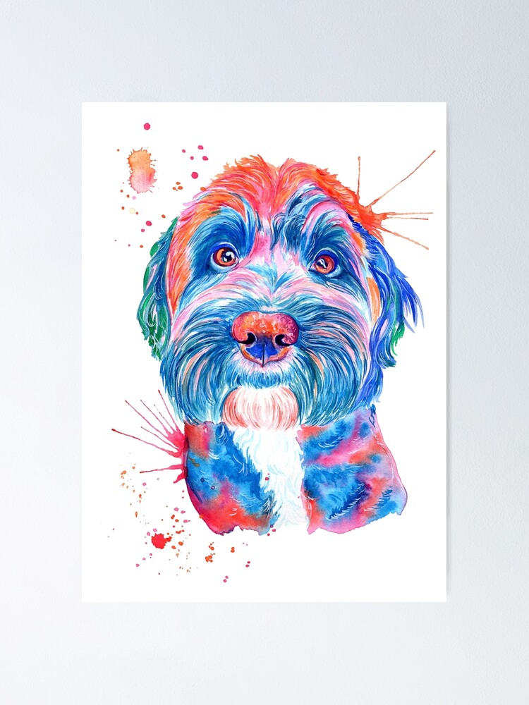 "Cute Cavapoo Watercolor Art Print" Poster by HappyNoireArt | Redbubble