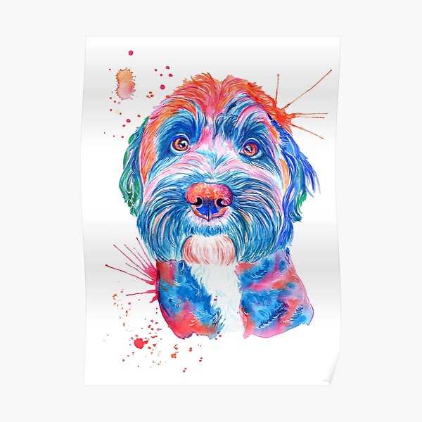 "Cute Cavapoo Watercolor Art Print" Poster by HappyNoireArt | Redbubble