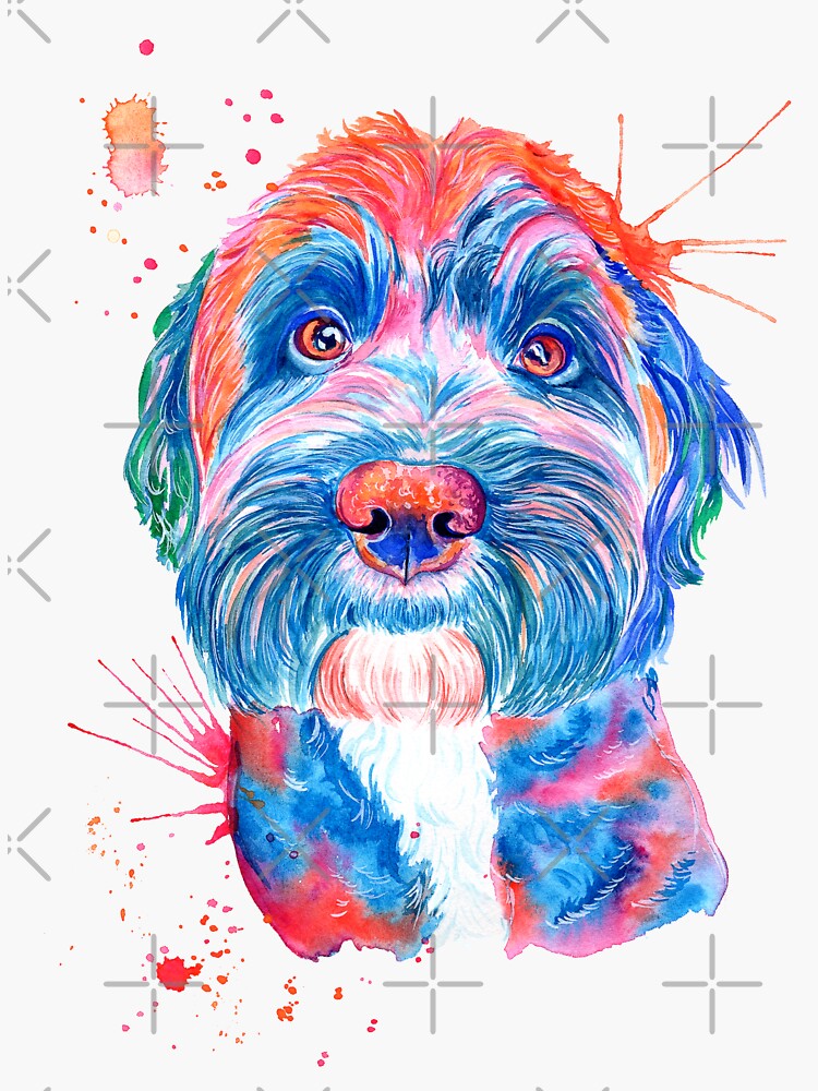 "Cute Cavapoo Watercolor Art Print" Sticker for Sale by HappyNoireArt ...
