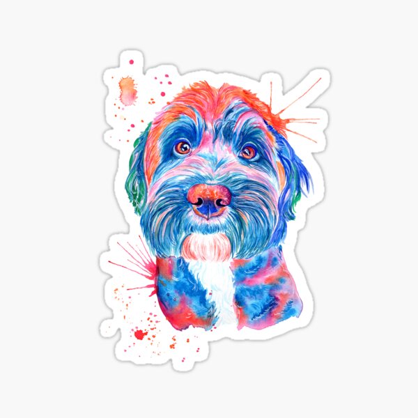 "Cute Cavapoo Watercolor Art Print" Sticker for Sale by HappyNoireArt ...
