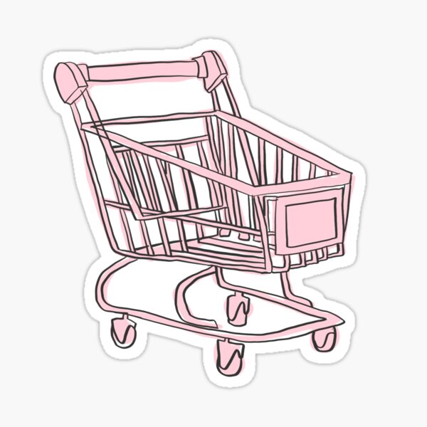 "pink shopping cart" Sticker for Sale by anna-b- | Redbubble