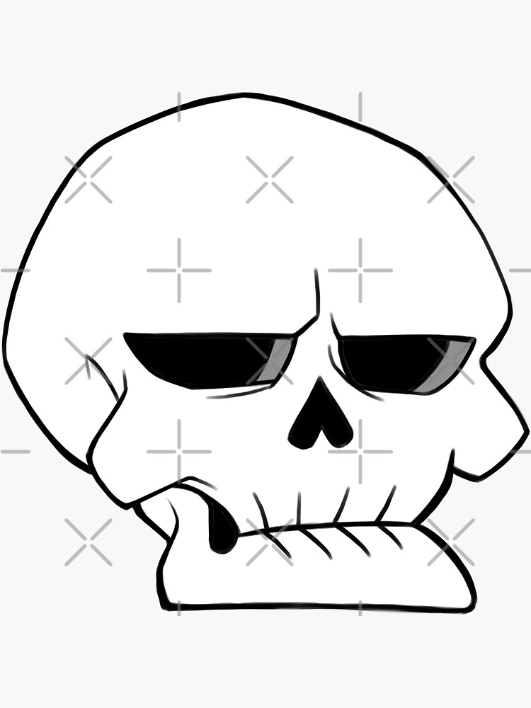 "Grumpy Skull" Sticker by GrinningGhoulie | Redbubble