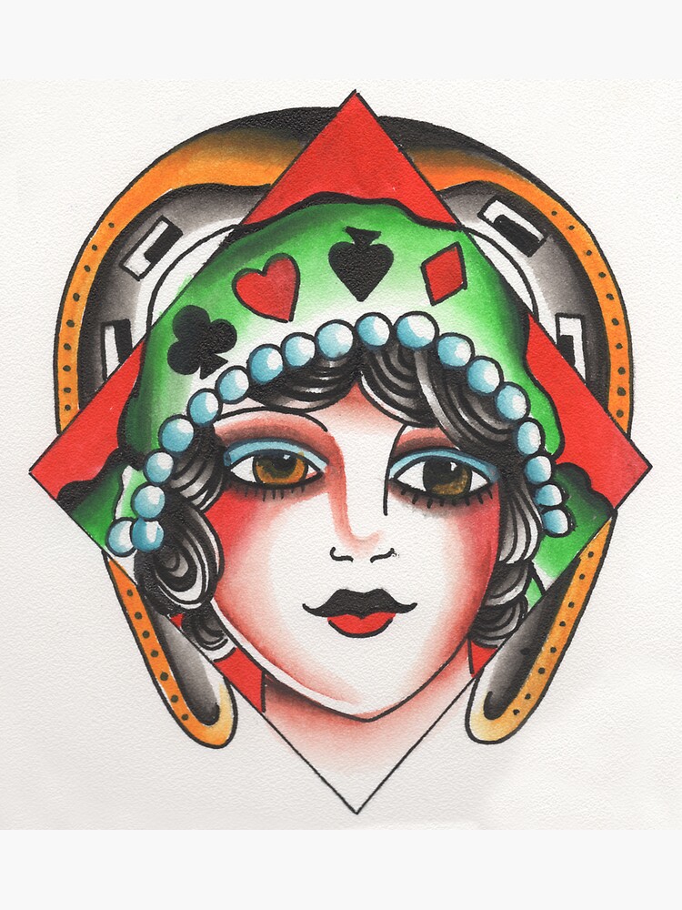 "Lady Luck" Sticker for Sale by wallytattooart | Redbubble