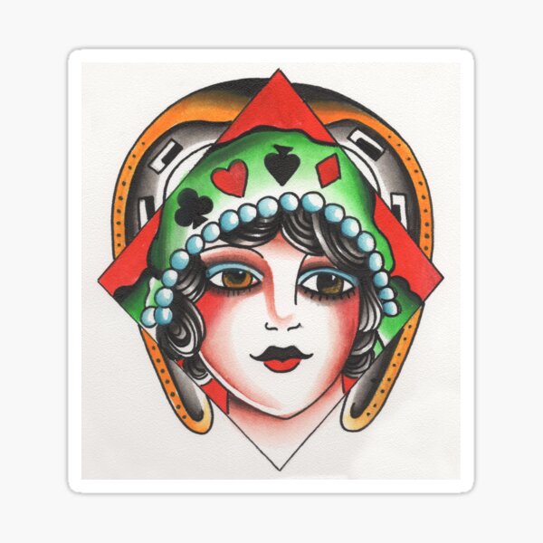 "Lady Luck" Sticker for Sale by wallytattooart | Redbubble