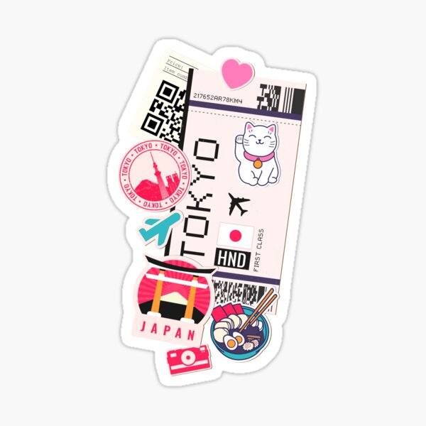 "Tokyo travel japanese boarding pass" Sticker for Sale by Qrea | Redbubble
