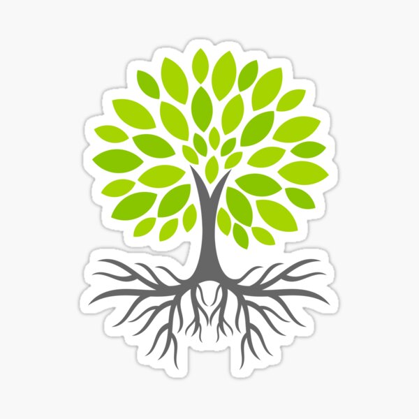 "Tree with roots illustration" Sticker by StudioBarcelona | Redbubble
