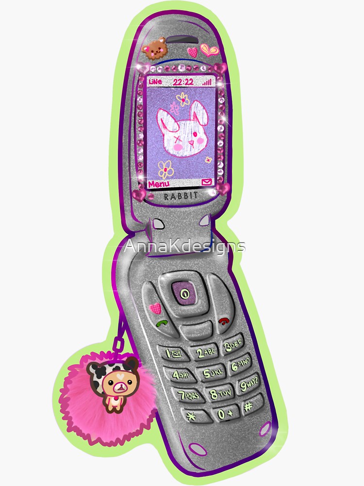 "Pink and green Flip Phone" Sticker for Sale by AnnaKdesigns | Redbubble