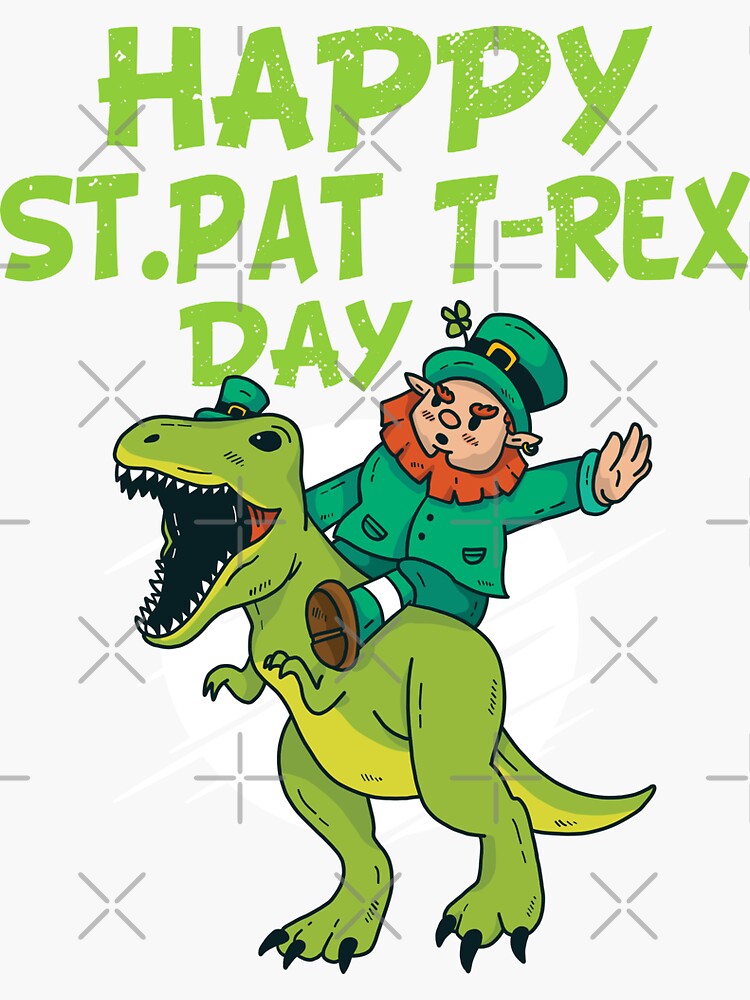 Pegatina «Happy St Pat T-Rex Day Dino Saurus Día de San Patricio Niños Regalo para niños» de ...