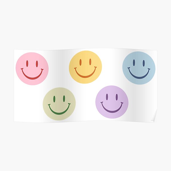 "pastel smiley faces sticker pack " Poster by signedbykaty | Redbubble