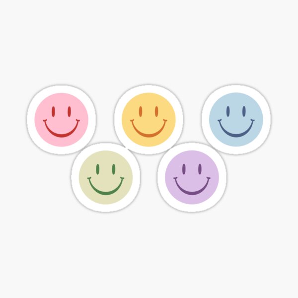 "pastel smiley faces sticker pack " Sticker by signedbykaty | Redbubble
