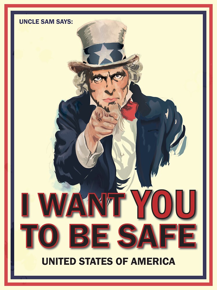 "Uncle Sam I want you to be safe!" Sticker for Sale by therealtigerpop ...