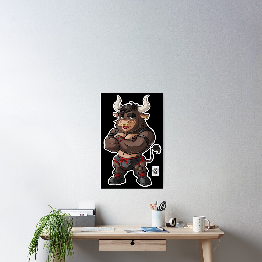 "BEEFY BULL (RED DETAILS) - BEARZOO SERIES" Poster by bobobear | Redbubble