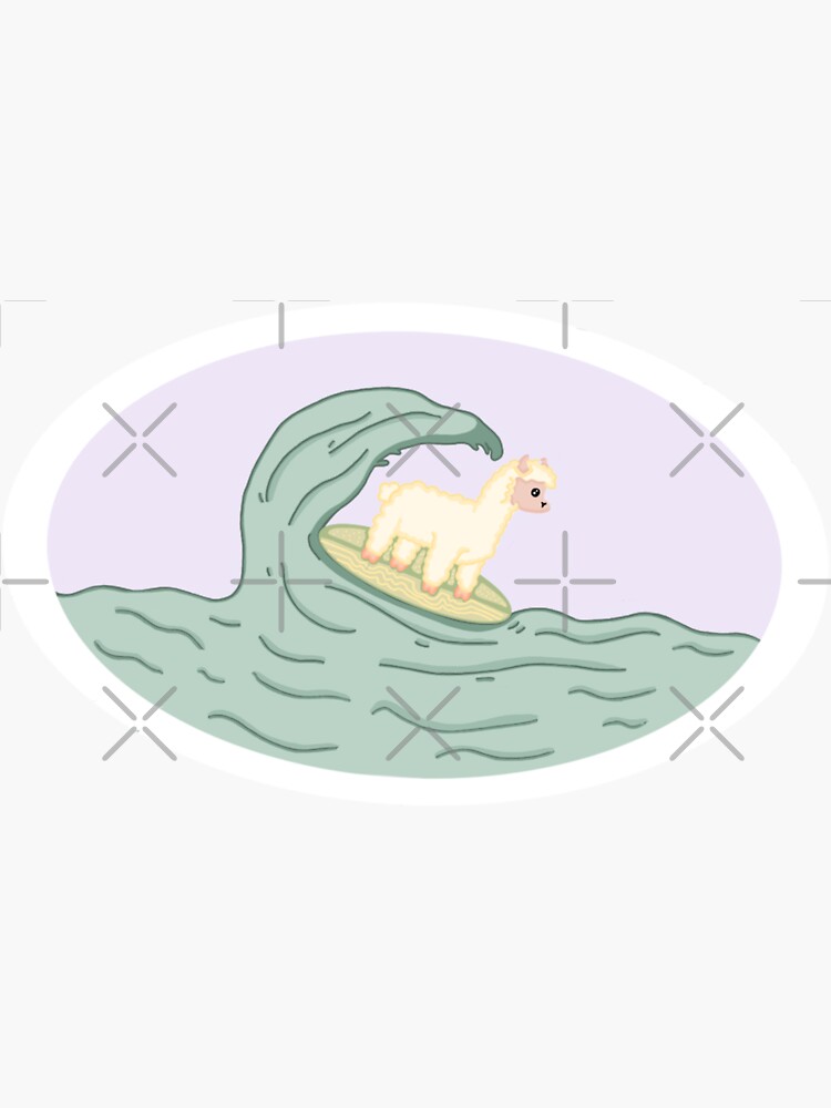 "Surfing Llama Sticker" Sticker by Kanbi | Redbubble