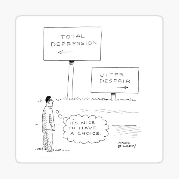 "Total Depression, Utter Despair Cartoon" Sticker for Sale by ...