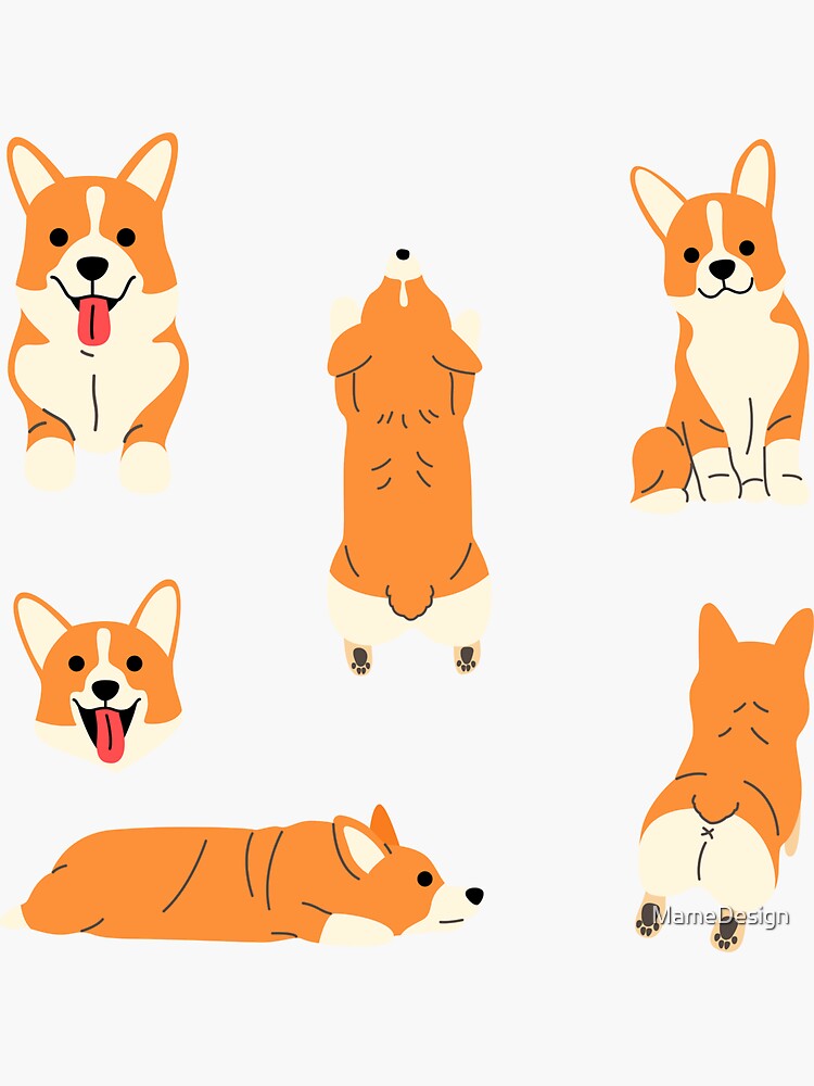 "Corgi sticker pack" Sticker for Sale by MameDesign | Redbubble