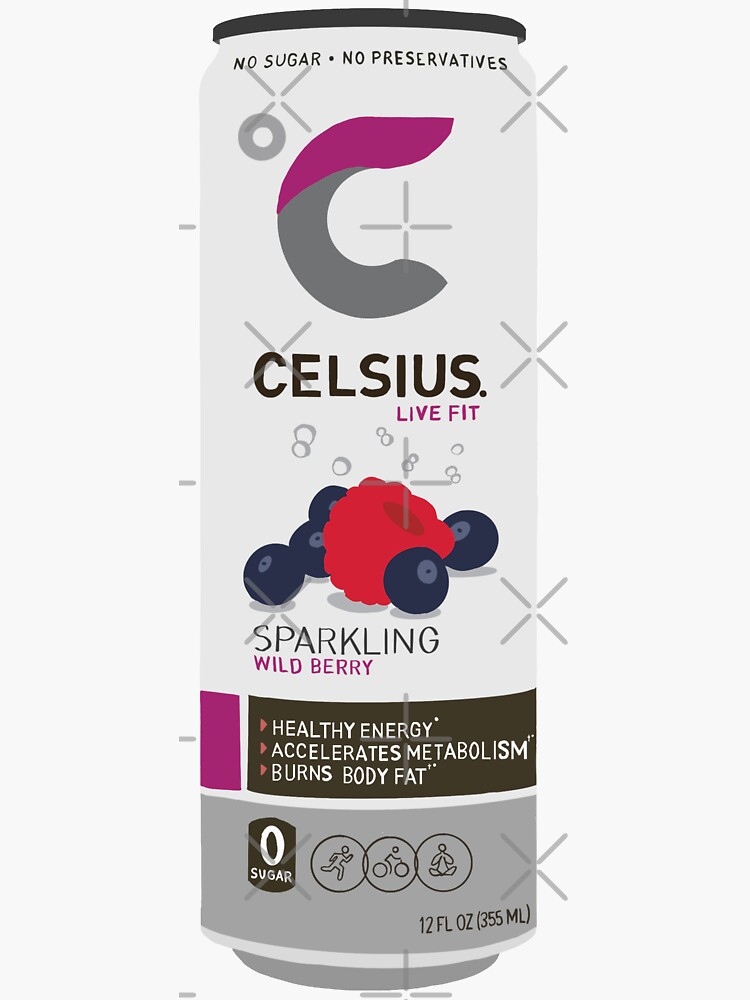 "Celsius sparkling wild berry" Sticker for Sale by stickersbyls | Redbubble