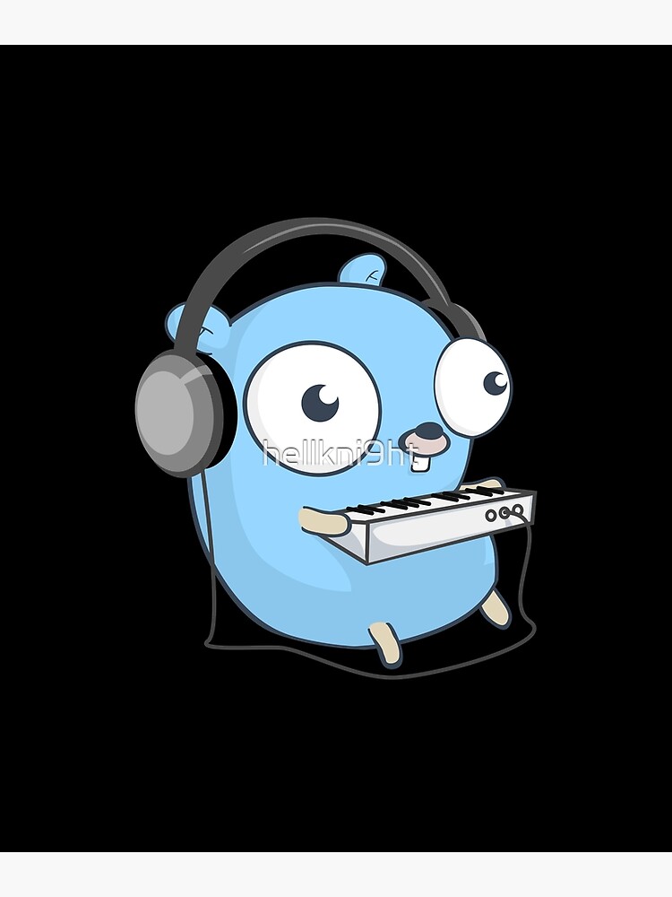 "The Golang Mascot: Music (Black Edition)" Poster by hellkni9ht | Redbubble