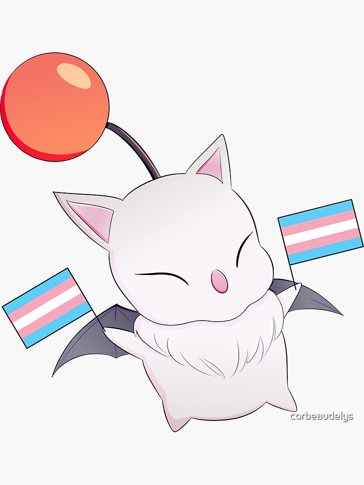 "Trans Pride Moogle [FFXIV]" Sticker for Sale by corbeaudelys | Redbubble