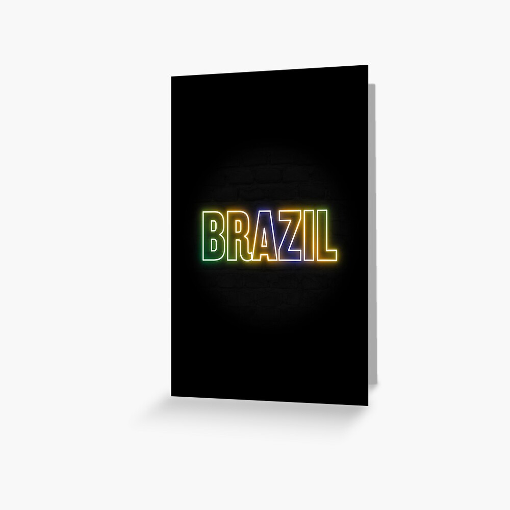 Tarjetas de felicitación «Logotipo de neón de Brasil - Colores de la ...