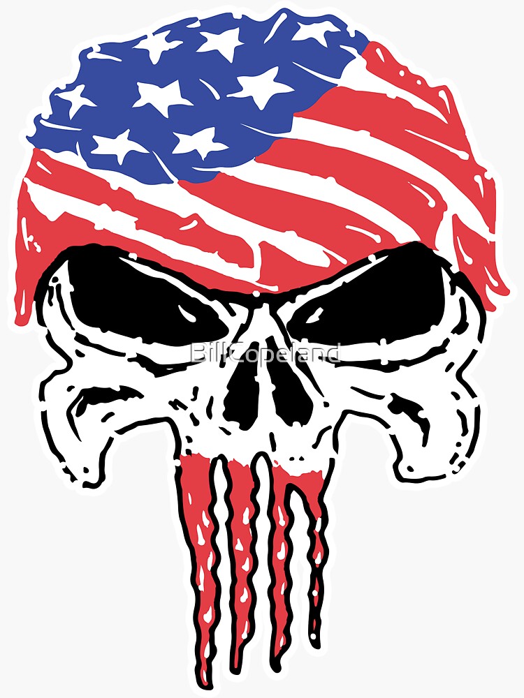 "Red, White and Blue Skull" Sticker for Sale by BillCopeland | Redbubble