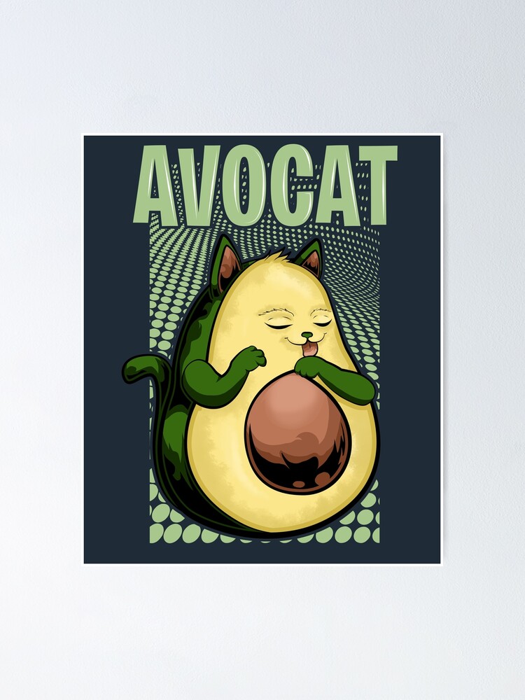 "avo cat funny avocado kitty cute design vegan funny" Poster by ...