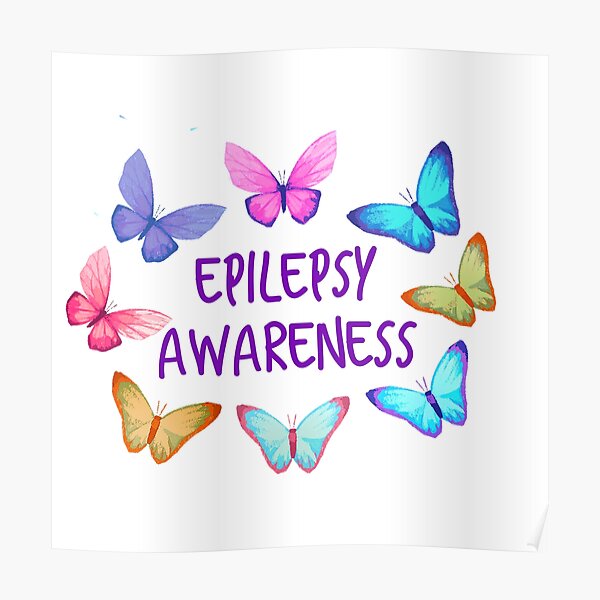 "Purple butterflies emoji cute kawaii epilepsy awareness" Poster by ...