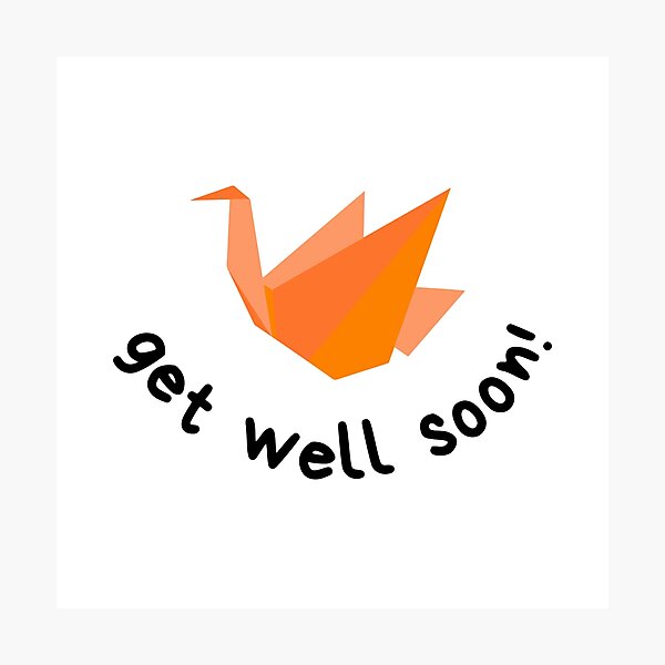 "Orange Get Well Soon! Origami Crane with Black Background ...