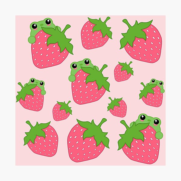 Strawberry Frog Cartoon Photographic Prints | Redbubble