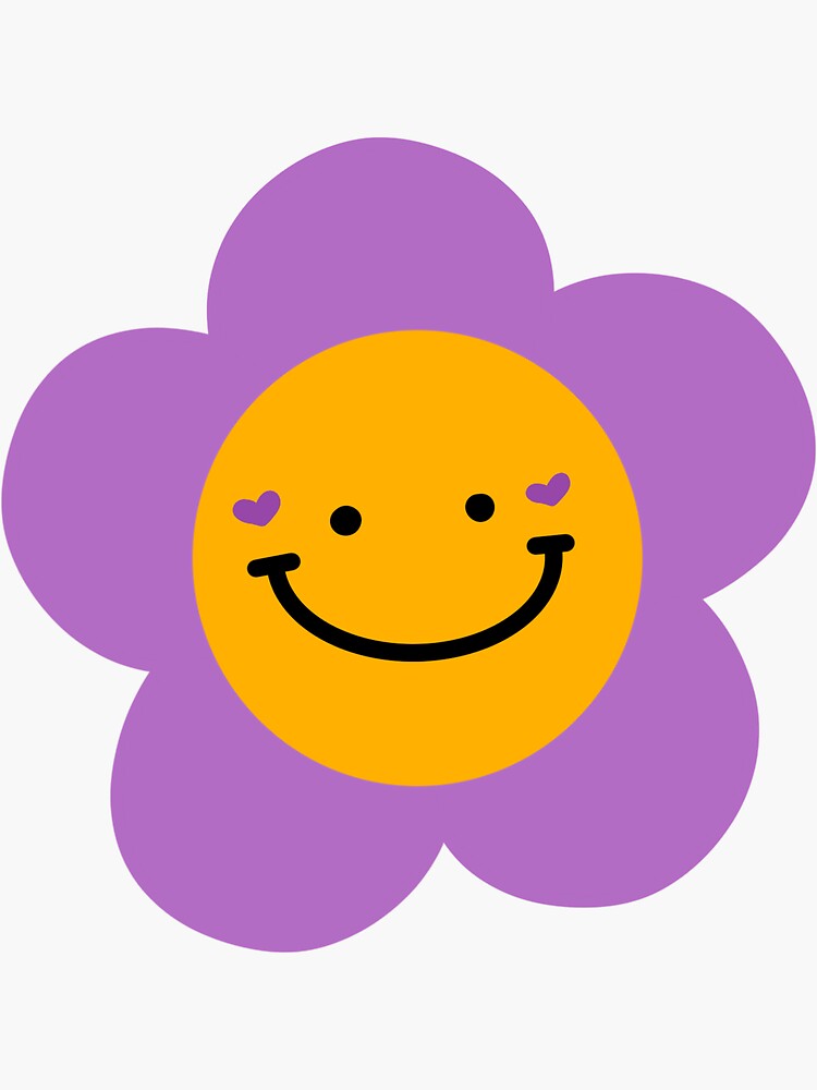 "Purple Smiley Heart Flower" Sticker for Sale by sophiesticker13 ...