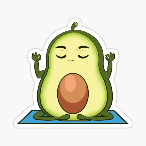 "yoga poses avocado funny ayogado meditation design vegan" Sticker for ...