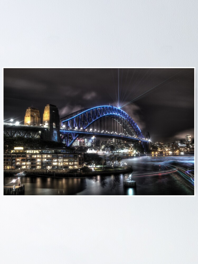 "Sydney Harbour Bridge Bathed in Blue II" Poster by blackadder | Redbubble