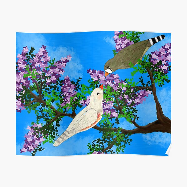 "Zebra Finch Scene" Poster for Sale by brokenarrowink | Redbubble