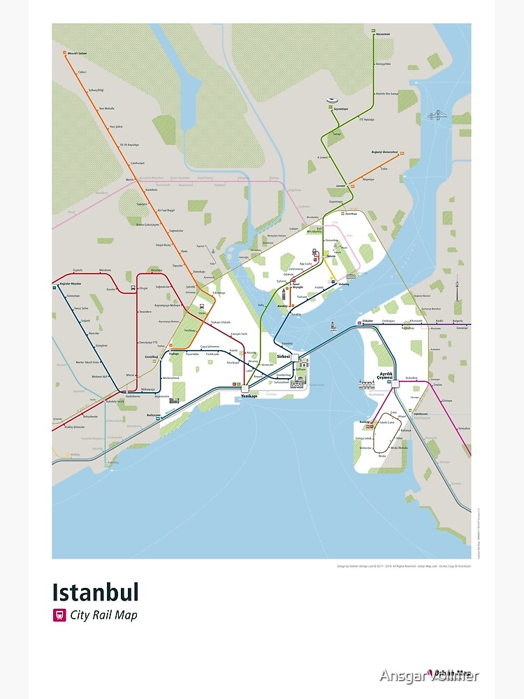 "Istanbul City Rail Map Poster" Art Print by AnsgarVollmer | Redbubble