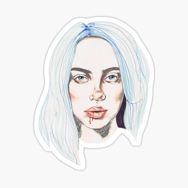 "Girl with blue hair" Sticker for Sale by Seirski | Redbubble