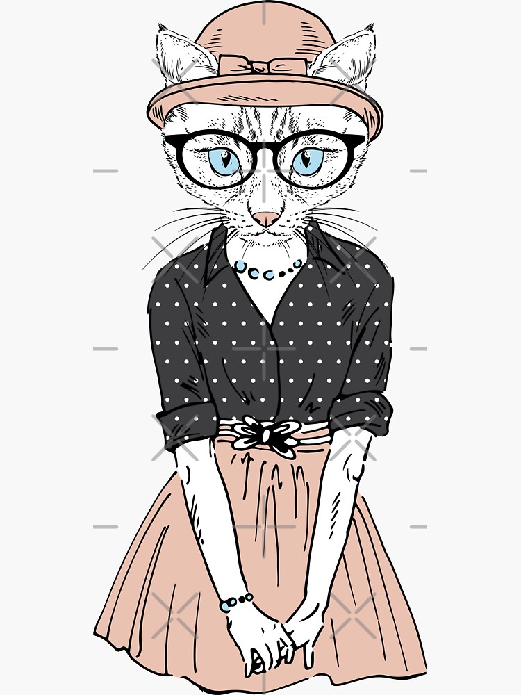 "Ms Kitty Pie Cat. Fashion Animals" Sticker for Sale by StudioLiteDaLu ...