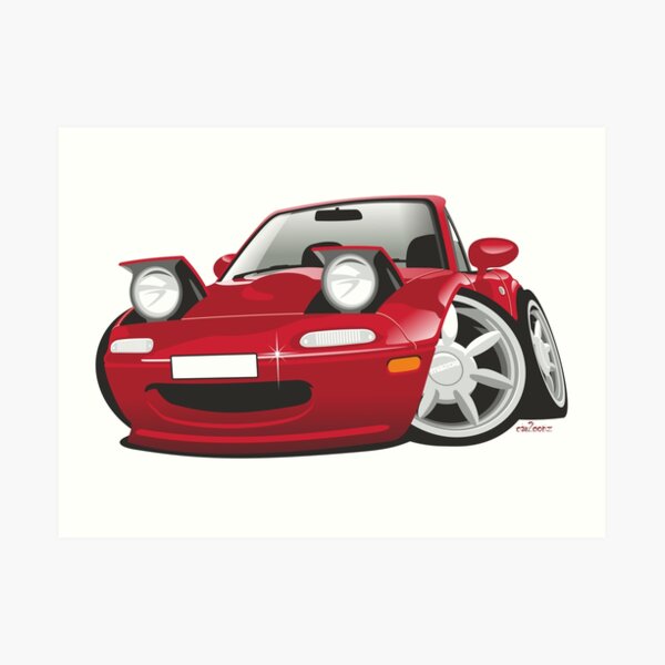 "Mazda MX-5 Miata caricature red" Art Print by car2oonz | Redbubble