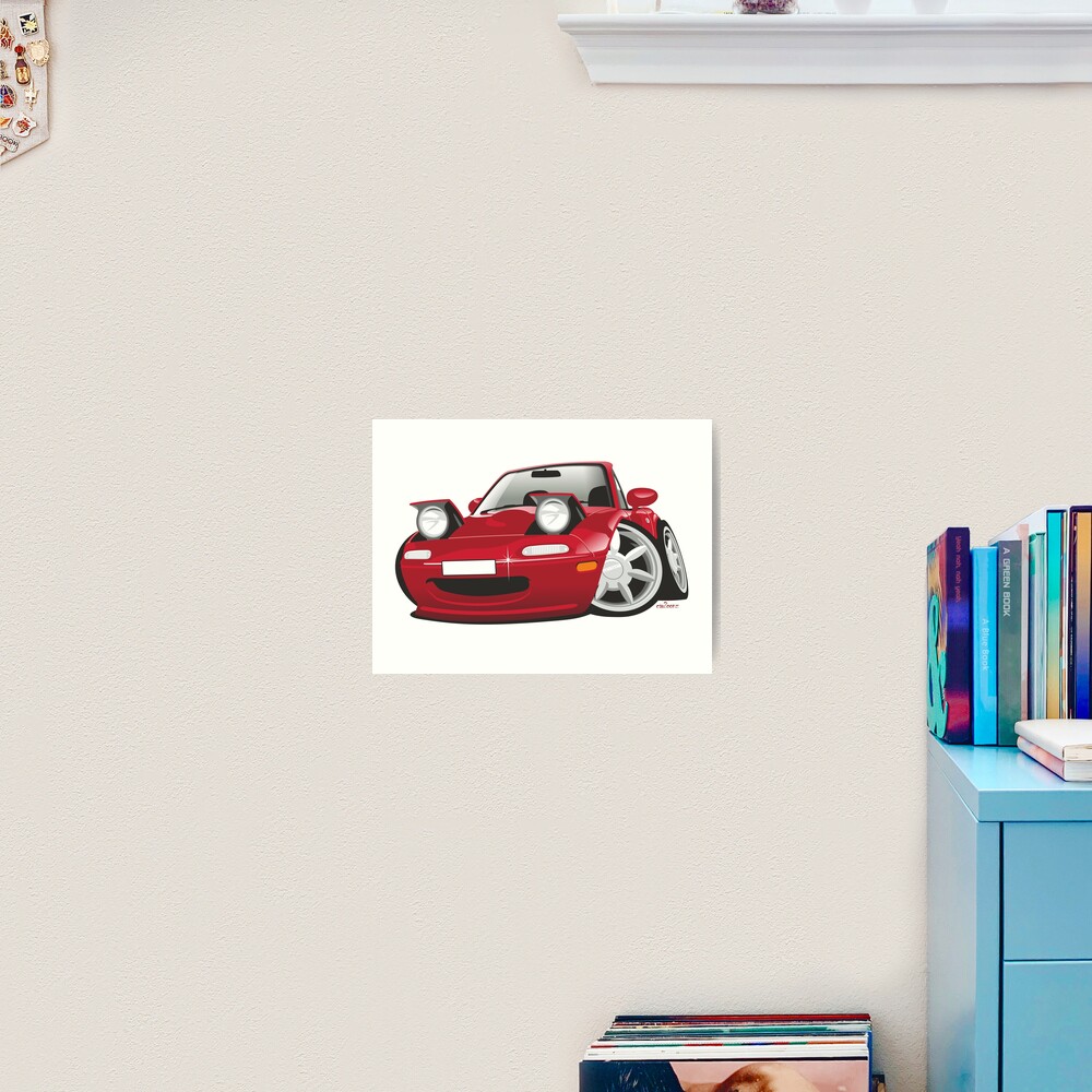 "Mazda MX-5 Miata caricature red" Art Print by car2oonz | Redbubble