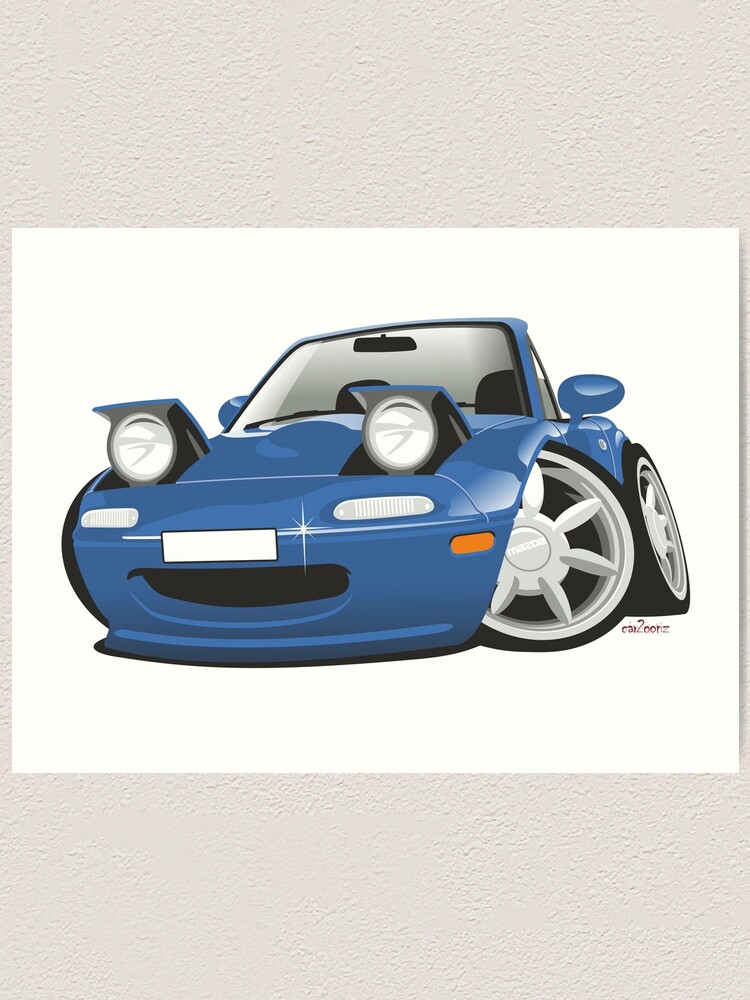 "Mazda MX-5 Miata caricature blue" Art Print for Sale by car2oonz ...