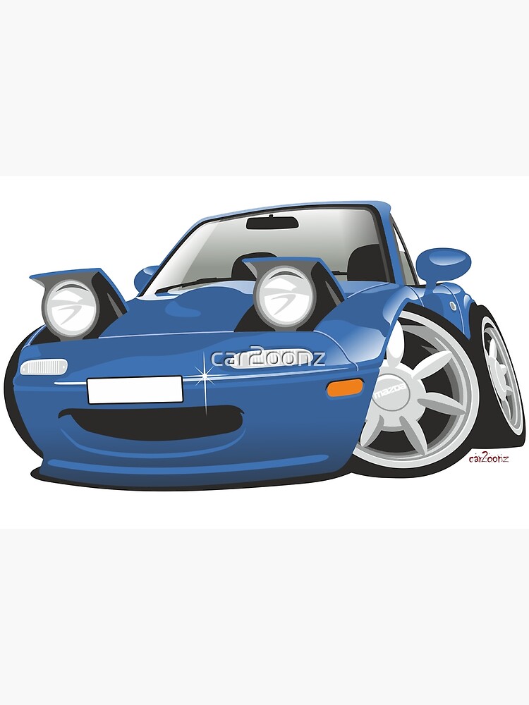 "Mazda MX-5 Miata caricature blue" Art Print by car2oonz | Redbubble