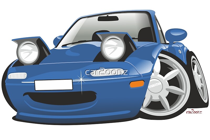 "Mazda MX-5 Miata caricature blue" by car2oonz | Redbubble